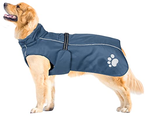 Dog Coats Waterproof Dog Winter Coat with Padded Fleece Lining Harness ...