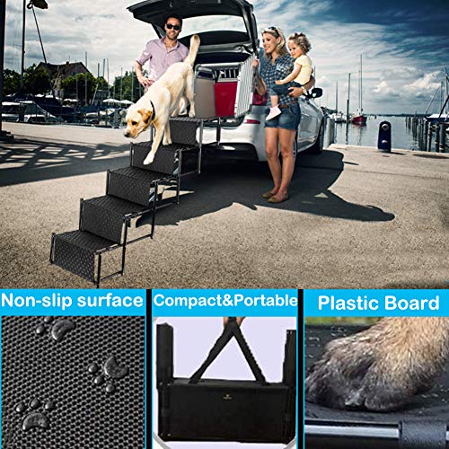 Upgraded Pet Dog Car Step Stairs, Accordion Metal Frame Folding Pet ...